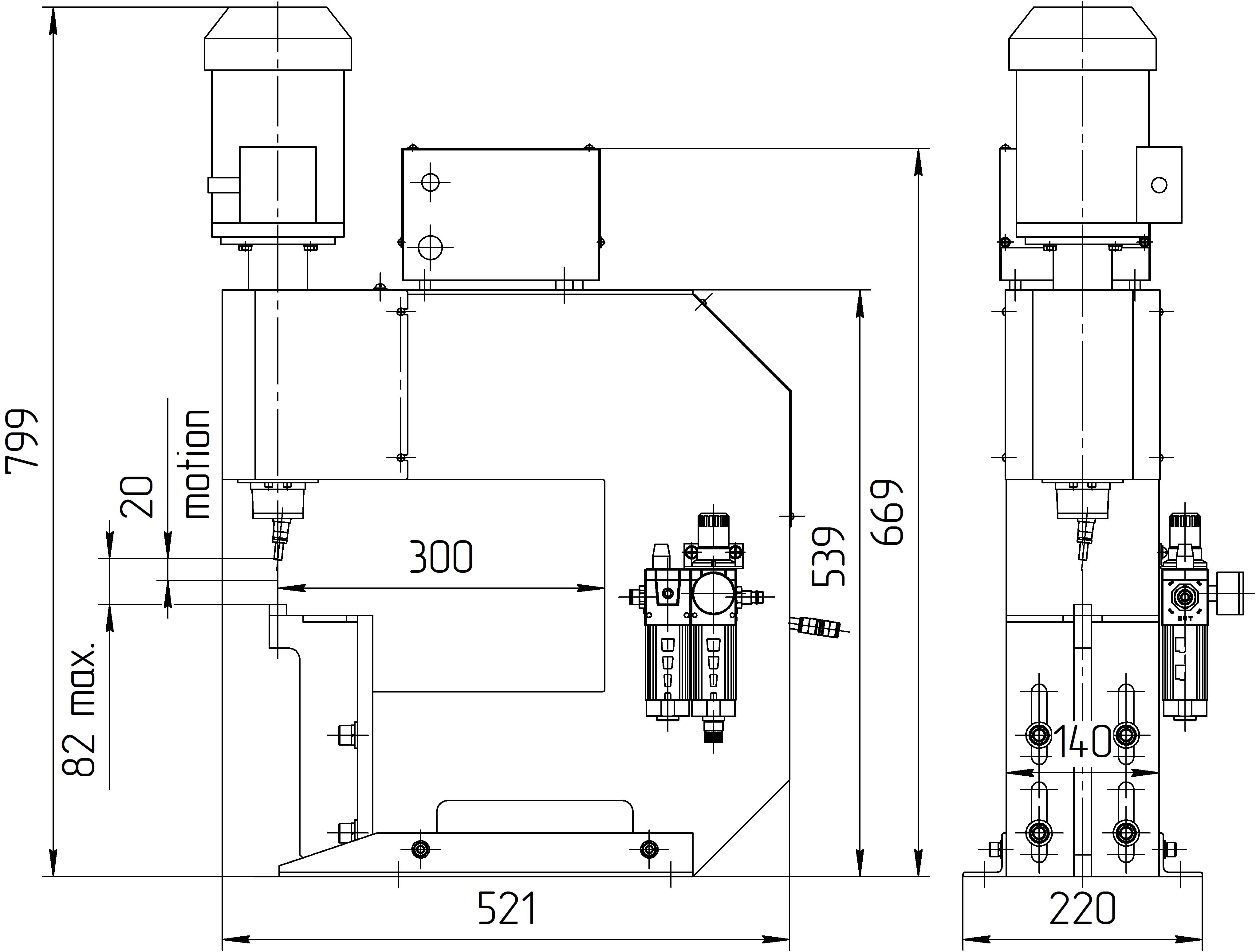ᐉ Radial riveting machine RMU-4-С for steel rivets d=2-4 mm