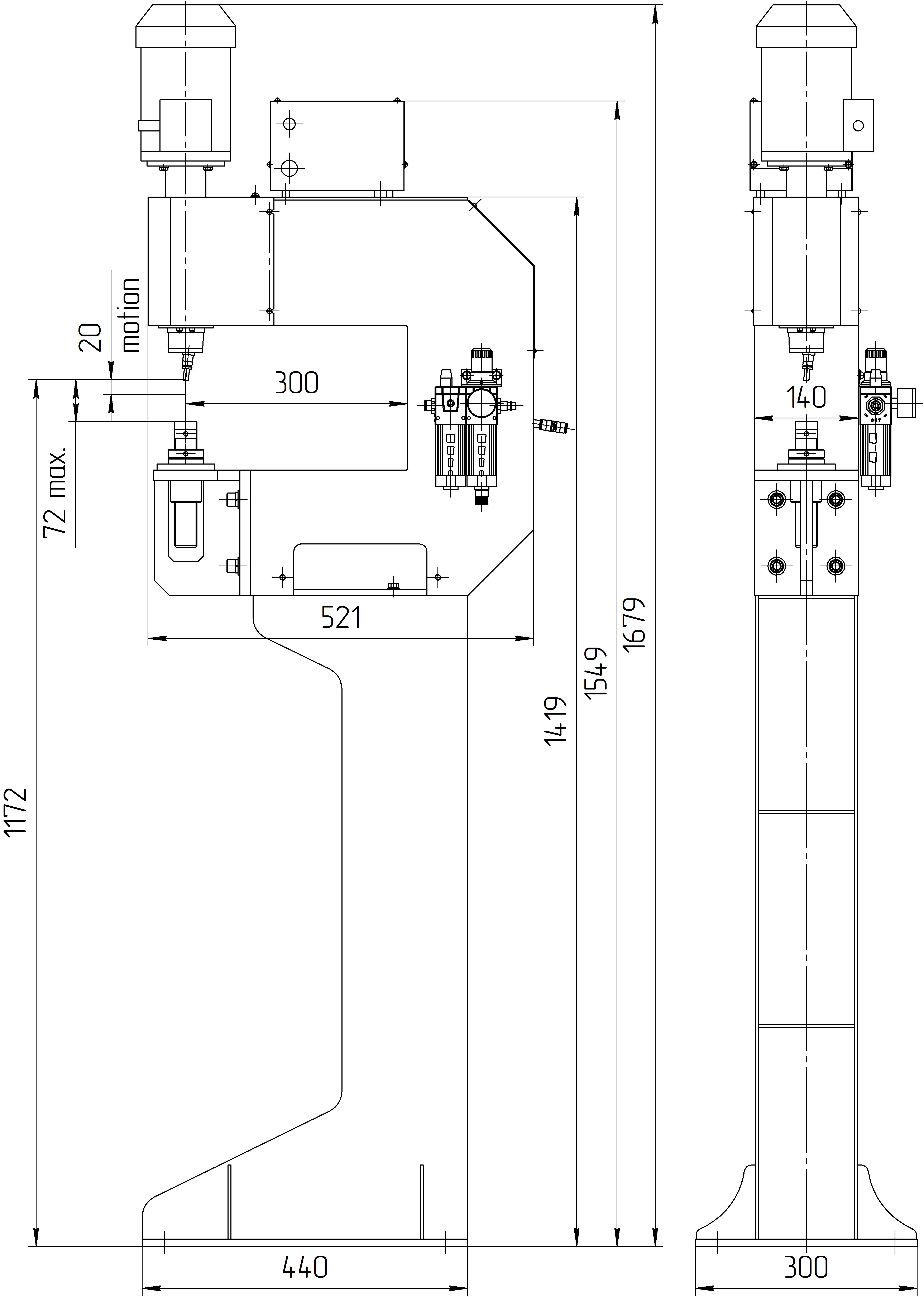 ᐉ Radial riveting machine RMU-4-С for steel rivets d=2-4 mm