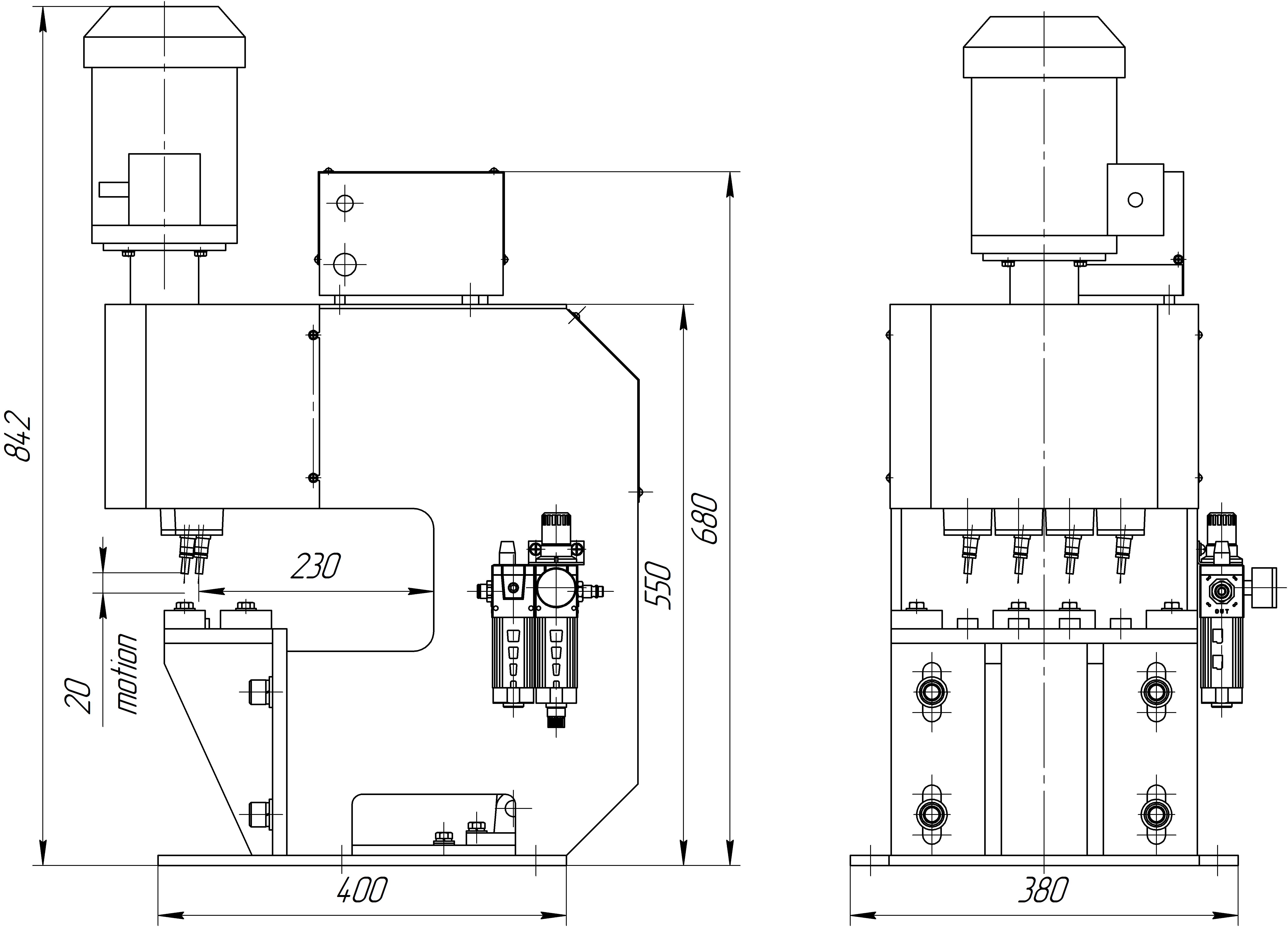 Radial riveting machine RMU-4-4-50-14-C for pallet collars