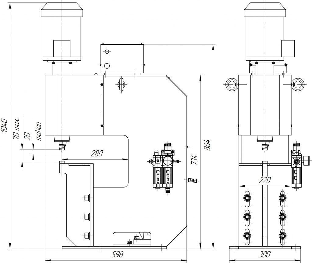 ᐉ Radial riveting machine RMU-16-C for steel rivets d=4-16 mm